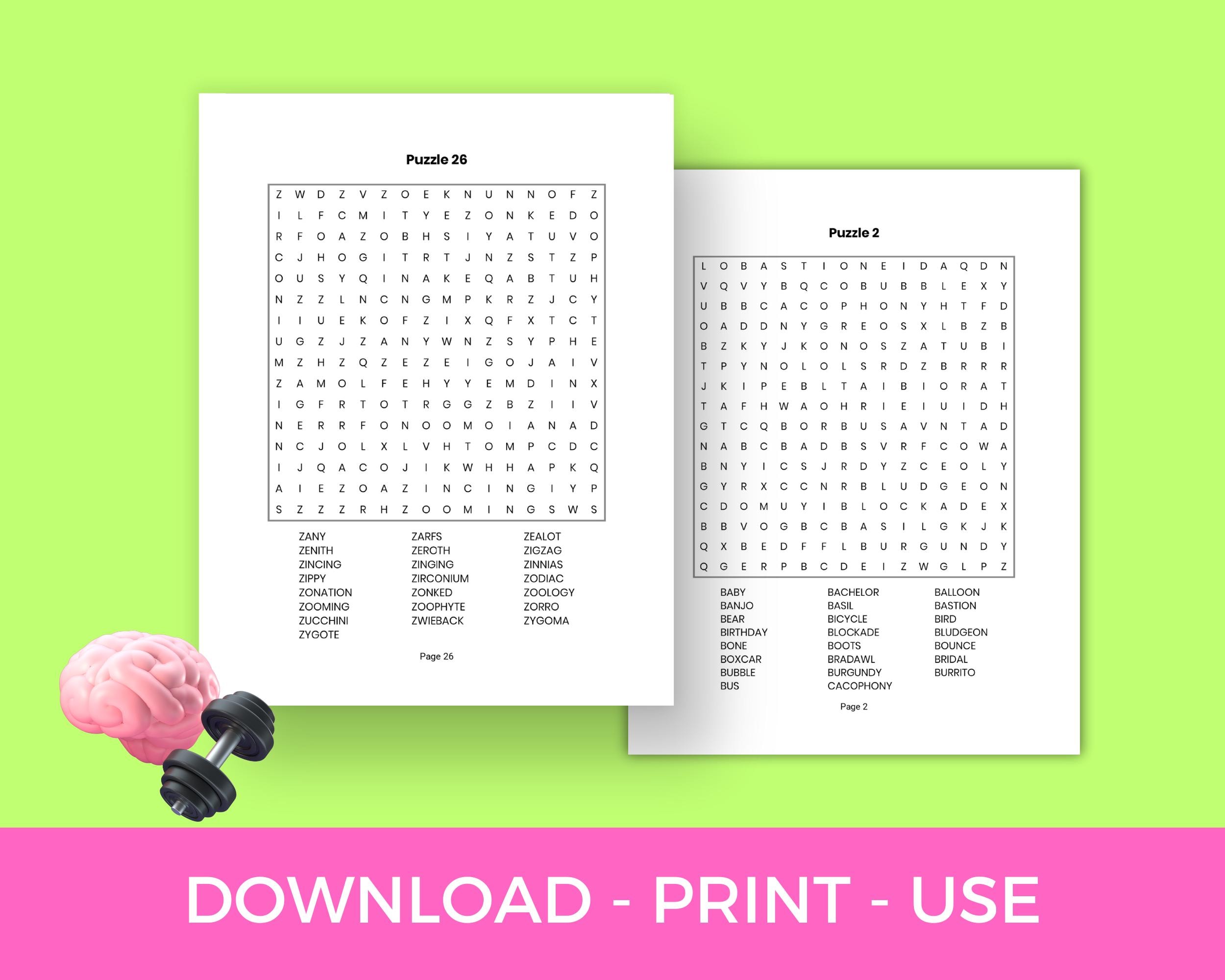 26 Alphabet Word Search PDF | Stroke Recovery Activity | Teen Adult ...