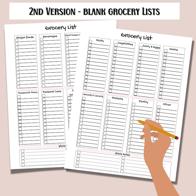 Categorized Shopping List | Printable Grocery Organizer | Blank ...
