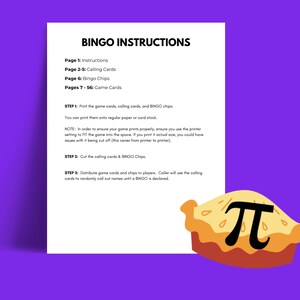 Pi Day Bingo Game Printable | 50 Unique Boards | Pi(e) Themed Party ...
