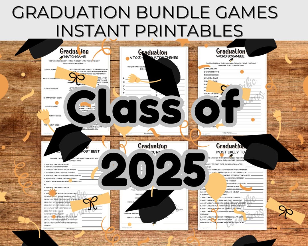 10 Printable Graduation Party Games | Digital Download | Class of 2025 ...
