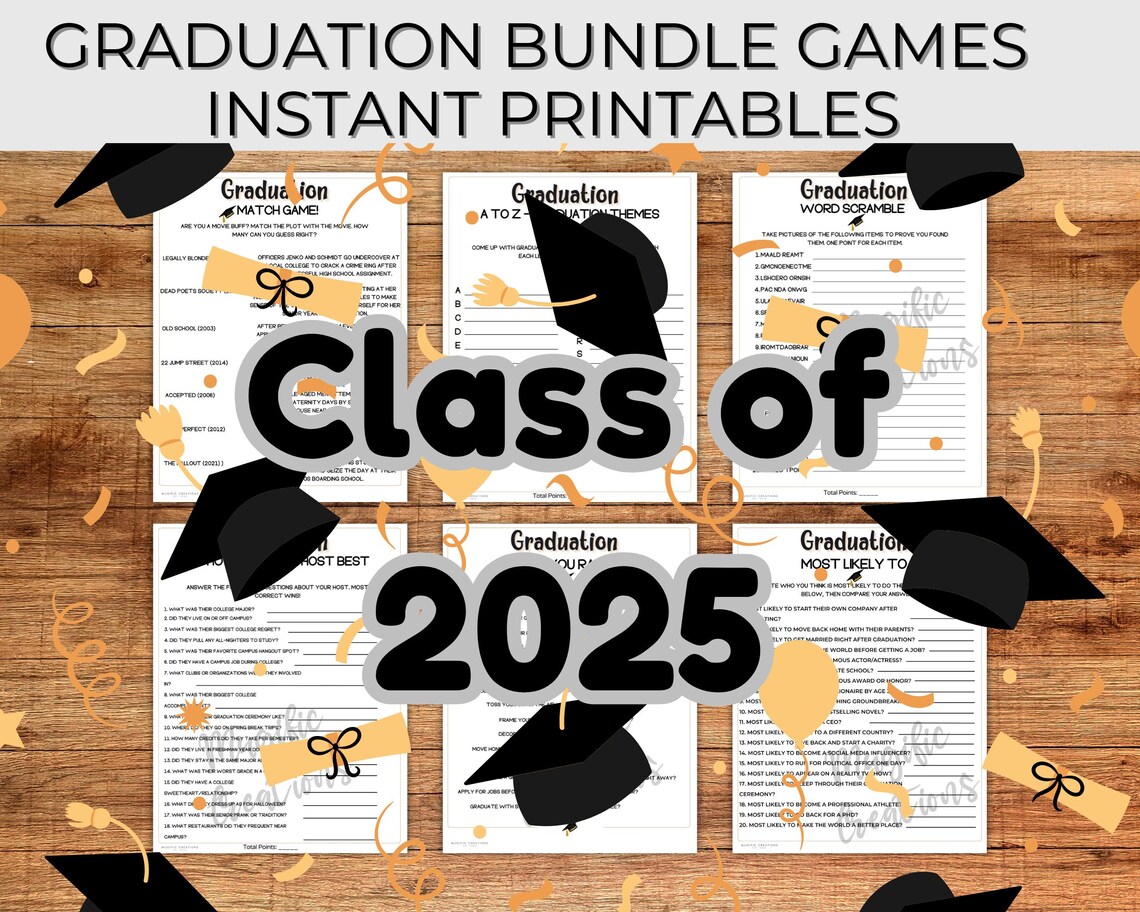 10 Printable Graduation Party Games | Digital Download | Class of 2025 ...