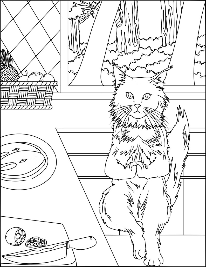 Yoga Cat Coloring Book | Meditation Art, Stress Relief (digital ...