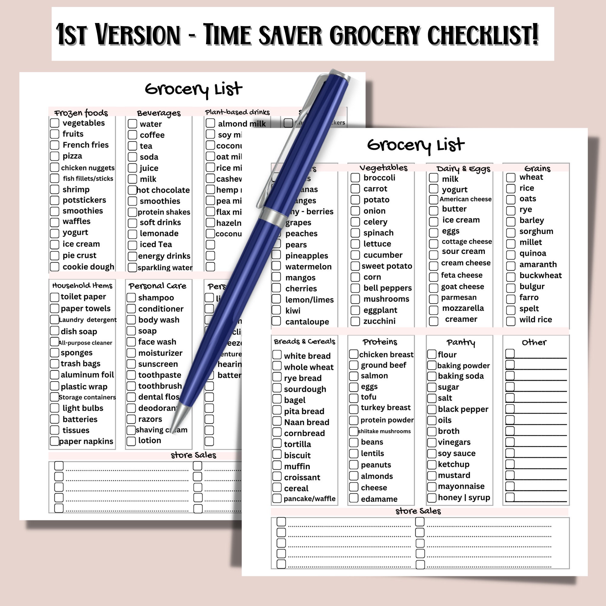 Categorized Shopping List | Printable Grocery Organizer | Blank ...