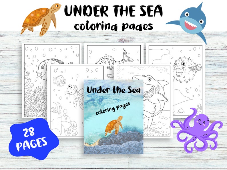 Under the Sea Coloring Pages/ Sea Creatures Coloring Pages/ Sharks, Sea ...