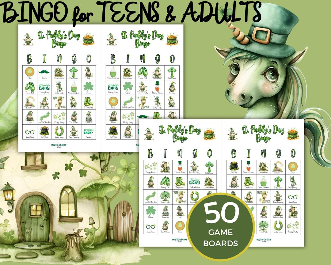 St Patrick's Day Bingo Game Bundle | 50 Unique Boards | Printable ...