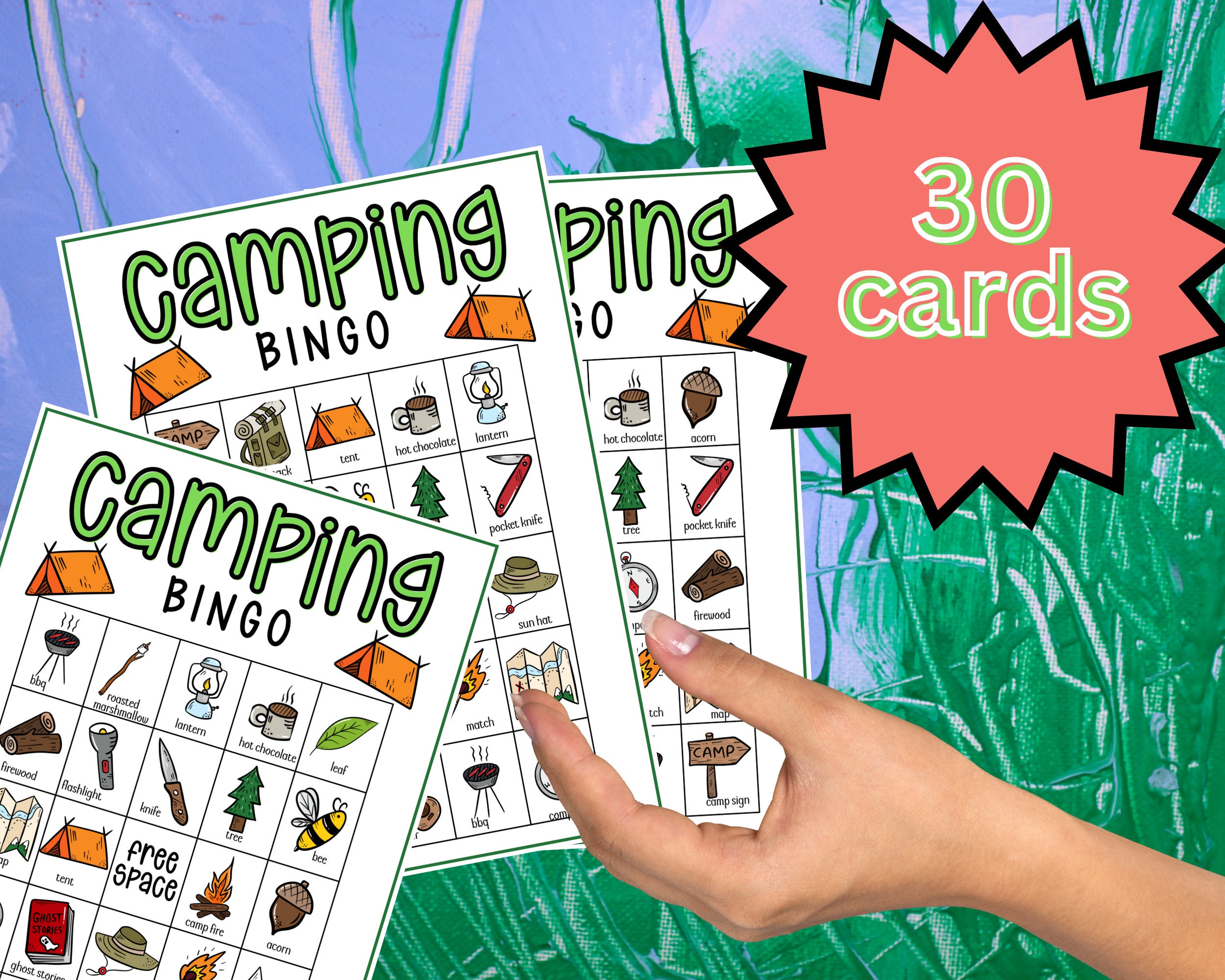 Camping Bingo Printable | Outdoor Adventure Game Cards | Family Trip ...