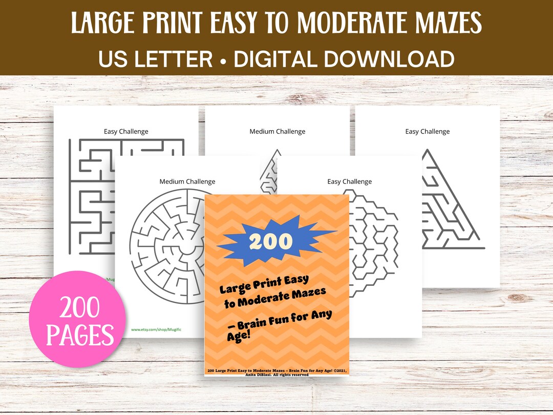 200 Large Print Mazes | Teen Adult Puzzle Book | Brain Teaser Activity ...