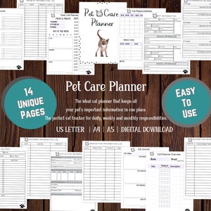Pet Care Planner Printable | Cat Health Tracker | Vet Appointment Log ...