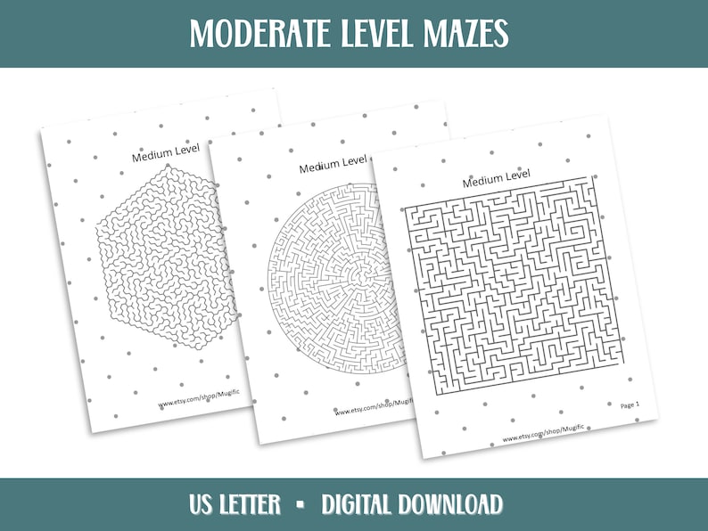 200 Medium Maze Printables | All Ages Brain Teaser Pack | Puzzle ...