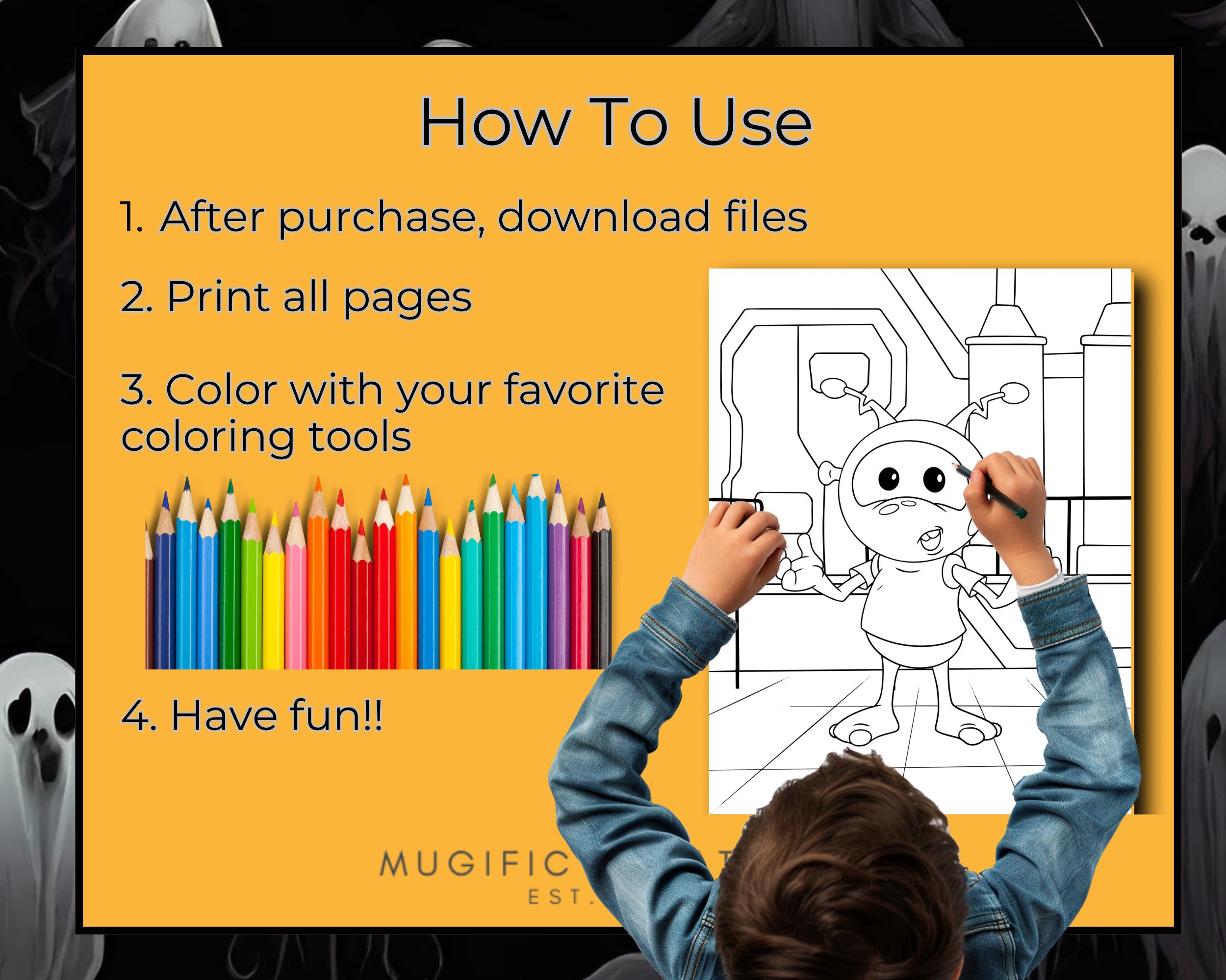 Halloween Coloring Pages | Kids Dot to Dot & Color by Number (digital ...