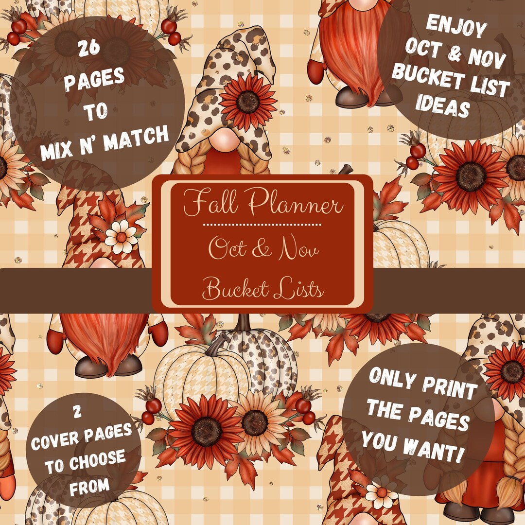 Fall Bucket List Printable, October & November Planner (PDF) - Etsy