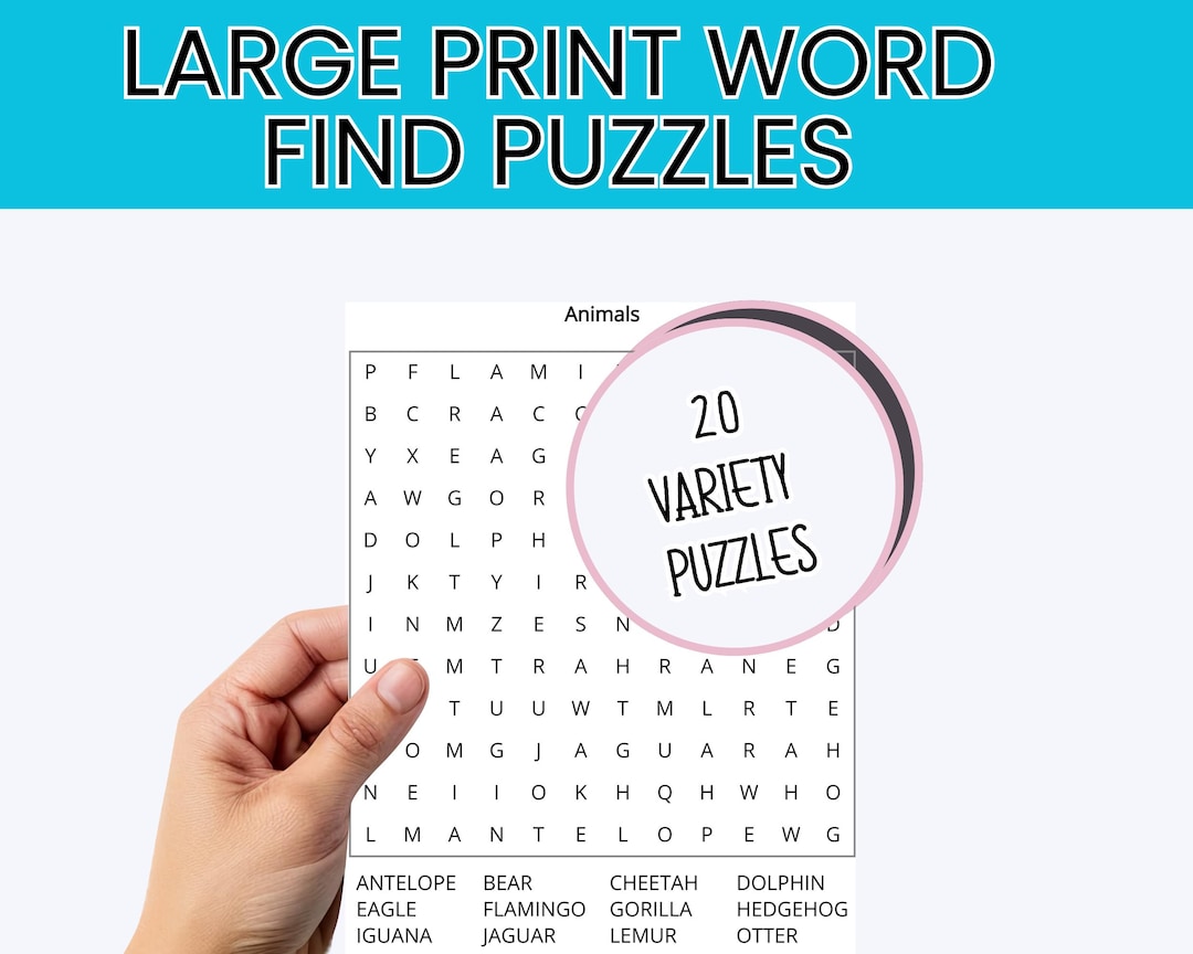 Large Print Word Search Puzzle Bundle – Variety Pack, Easy-to-read ...