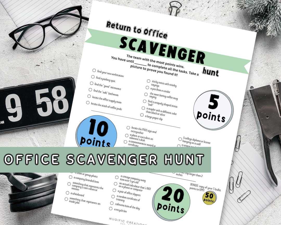 Office Return Scavenger Hunt | Adult Scavenger Hunt | Work Scavenger ...