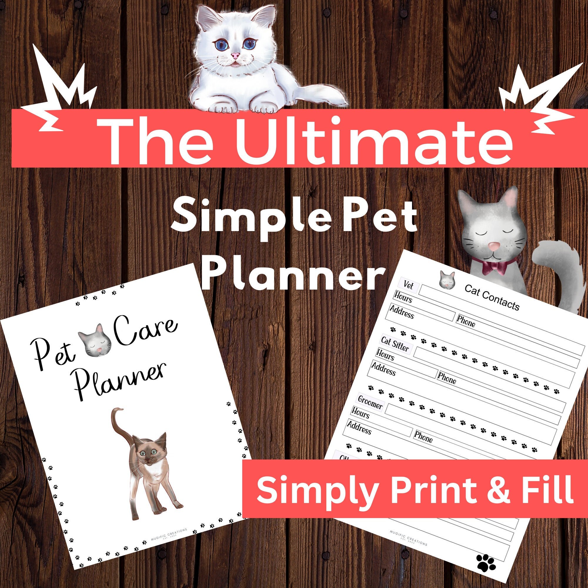 Cat Care Planner Printable | Health Tracker, Vet Log (digital Download ...