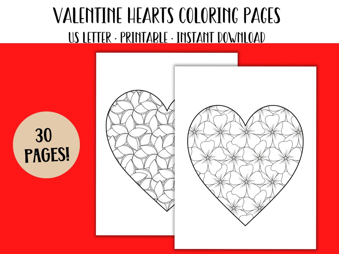 Valentine Hearts Coloring Pages/ Class Valentine/ Coloring Valentine ...