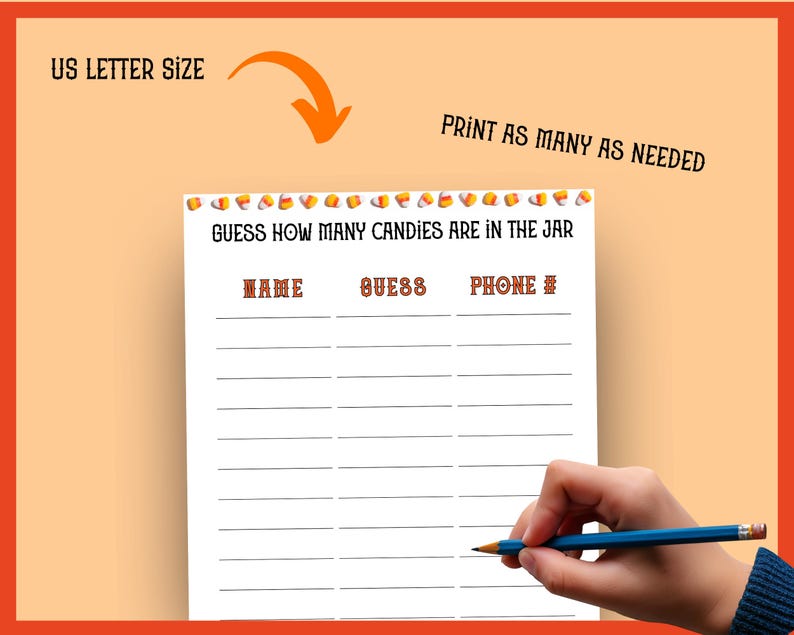 Candy Guessing Game Printable | Halloween Thanksgiving Party Game ...