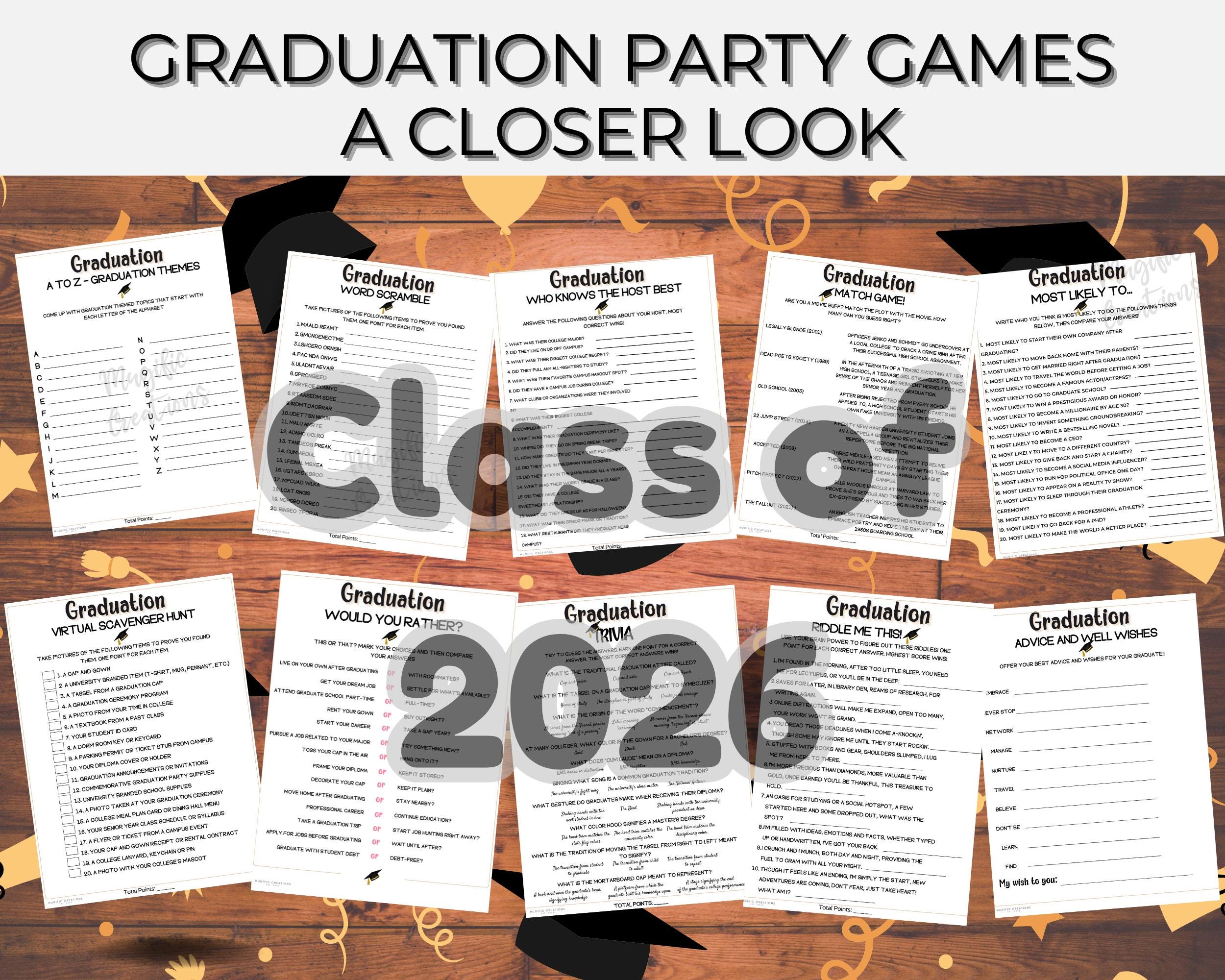 Graduation Party Games | Class of 2025 Printable Bundle (digital ...
