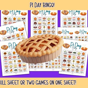 Pi Day Bingo Game Printable | 50 Unique Boards | Pi(e) Themed Party ...