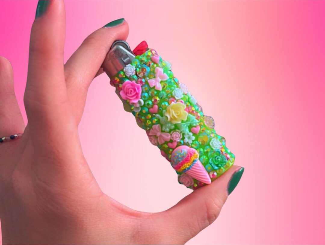 Lime Green Candyland Blinged Out Lighter - Etsy