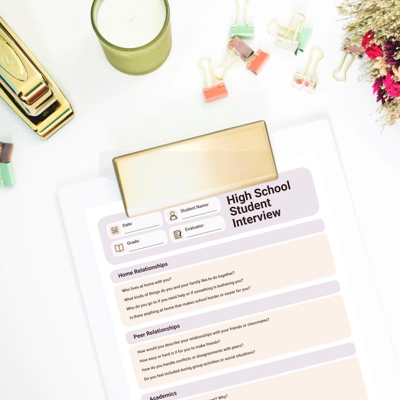 School-based Student Interview Form (9th - 12th Grade)| Digital ...