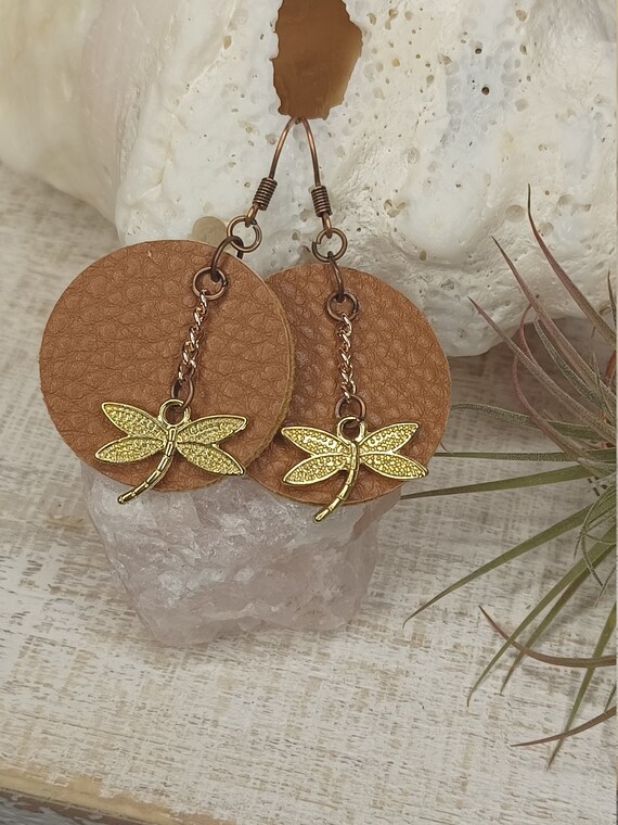 Faux leather earrings with charms store