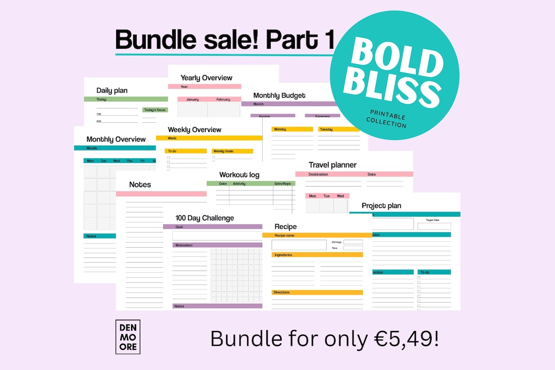 Complete Collection Printables ''bold Bliss'' in 5 Colors! 60 Pages! - Etsy