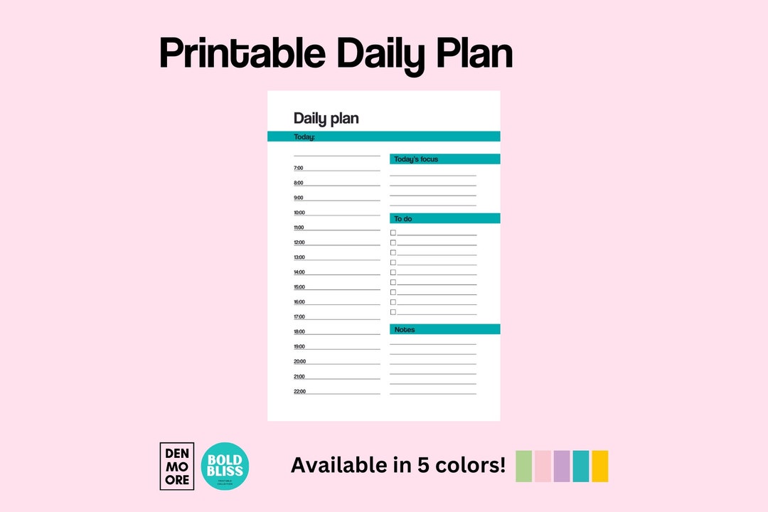 Printable Daily Planning Pages in 5 Colors! - Etsy