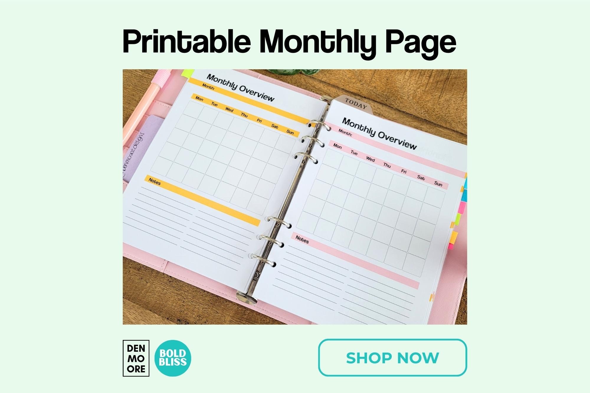 Printable Monthly Overview in 5 Colors! - Etsy