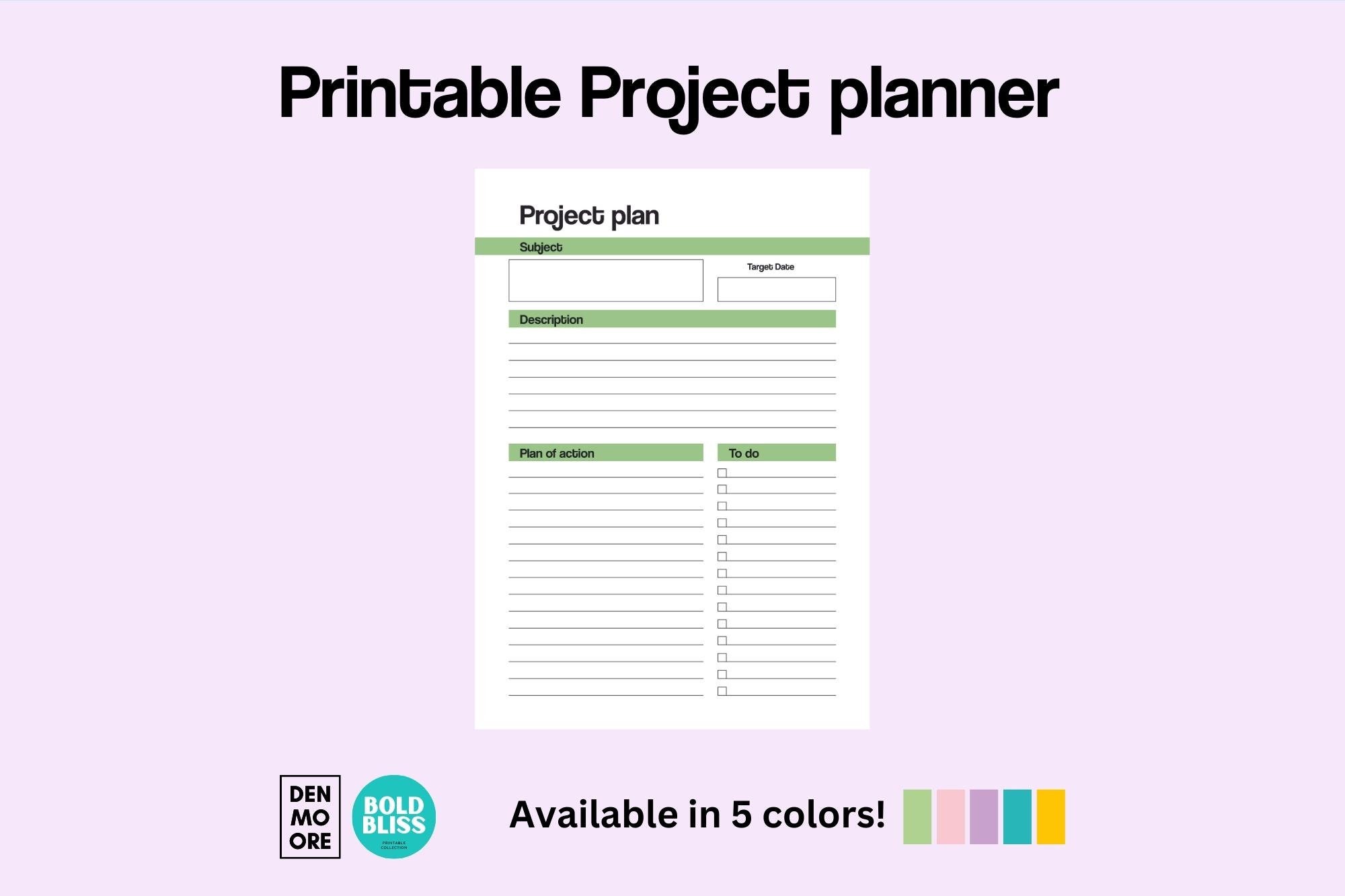 Printable Project Planner Page in 5 Colors! - Etsy