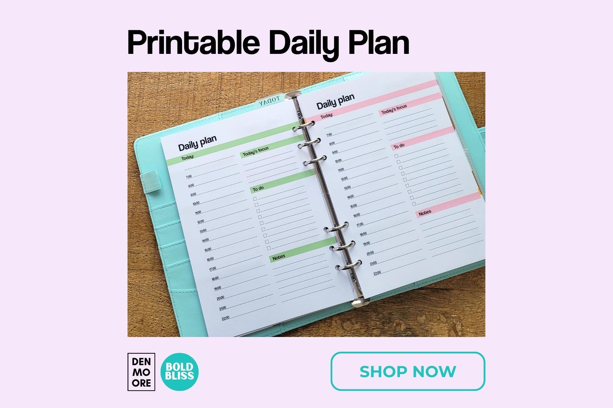 Printable Daily Planning Pages in 5 Colors! - Etsy