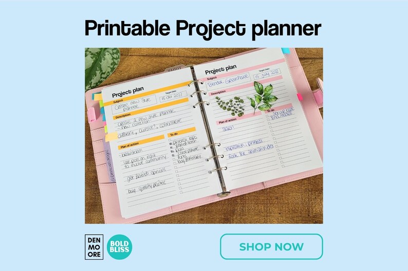 Printable Project Planner Page in 5 Colors! - Etsy