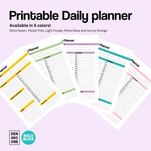 Printable Daily Planner Page in 5 Colors! - Etsy