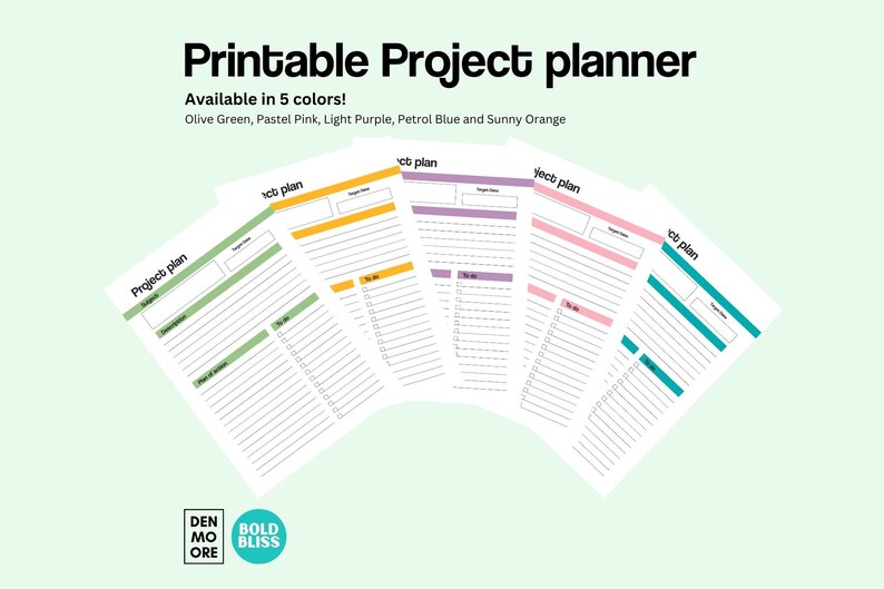Printable Project Planner Page in 5 Colors! - Etsy
