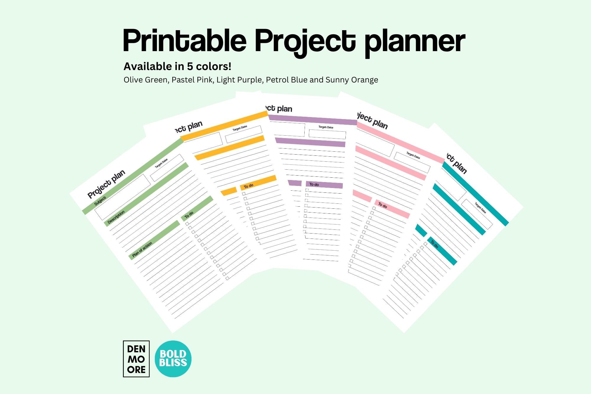 Printable Project Planner Page in 5 Colors! - Etsy