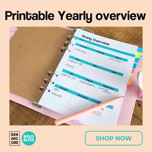 Printable Yearly Overview Page in 5 Colors! - Etsy