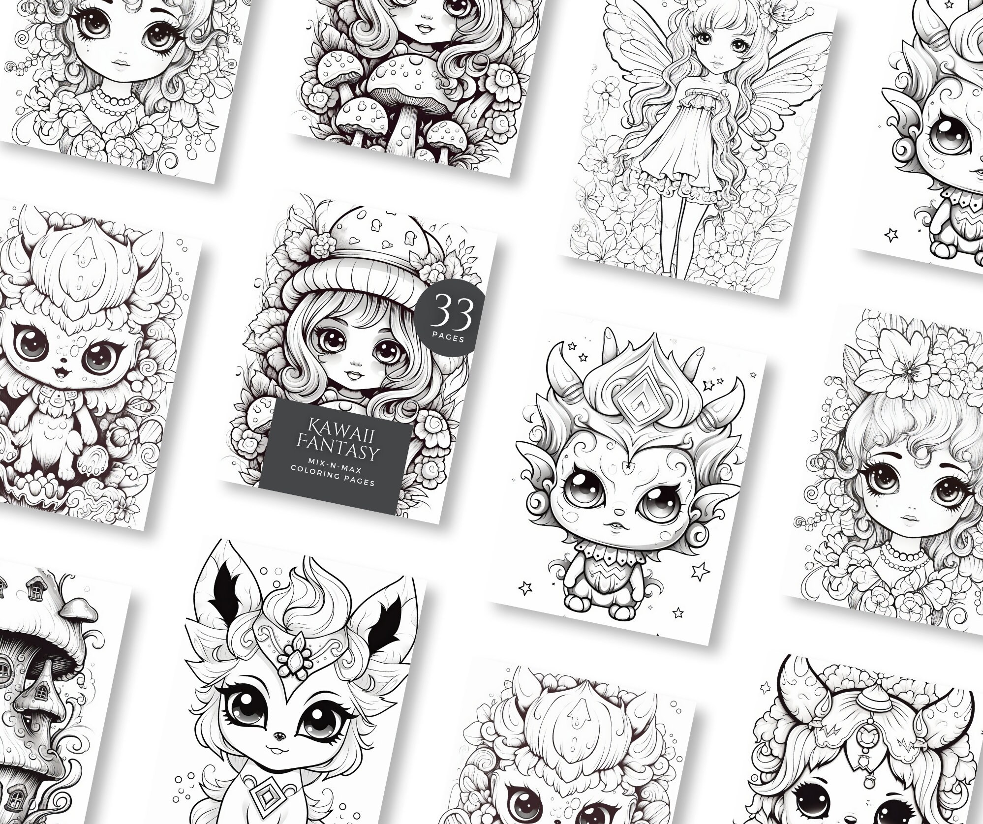 Kawaii Coloring Pages Cute Coloring Kawaii Fantasy Kawaii - Etsy