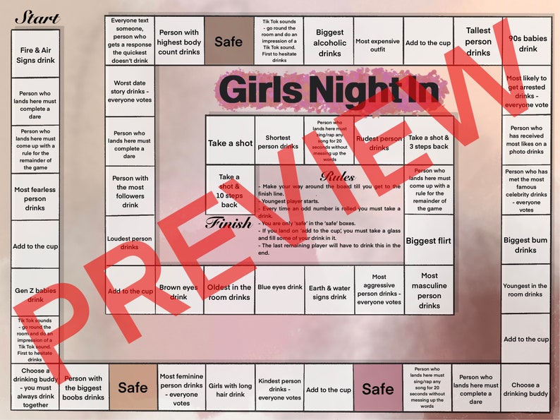 Girls Night in Board Game | Drinking Board Game | Drinks With the Girls ...
