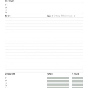 Meeting Notes Template With Action Items Section - Warm Colors - Etsy