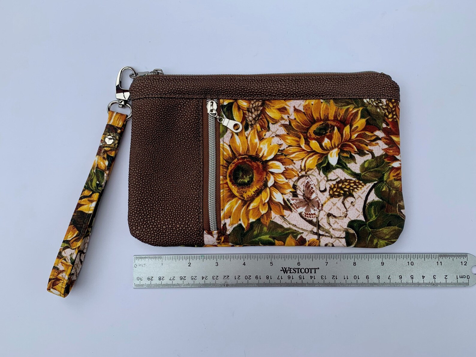 Sunflower Zippered Wristlet for Spring, Spring Clutch; Wristlet Wallet ...