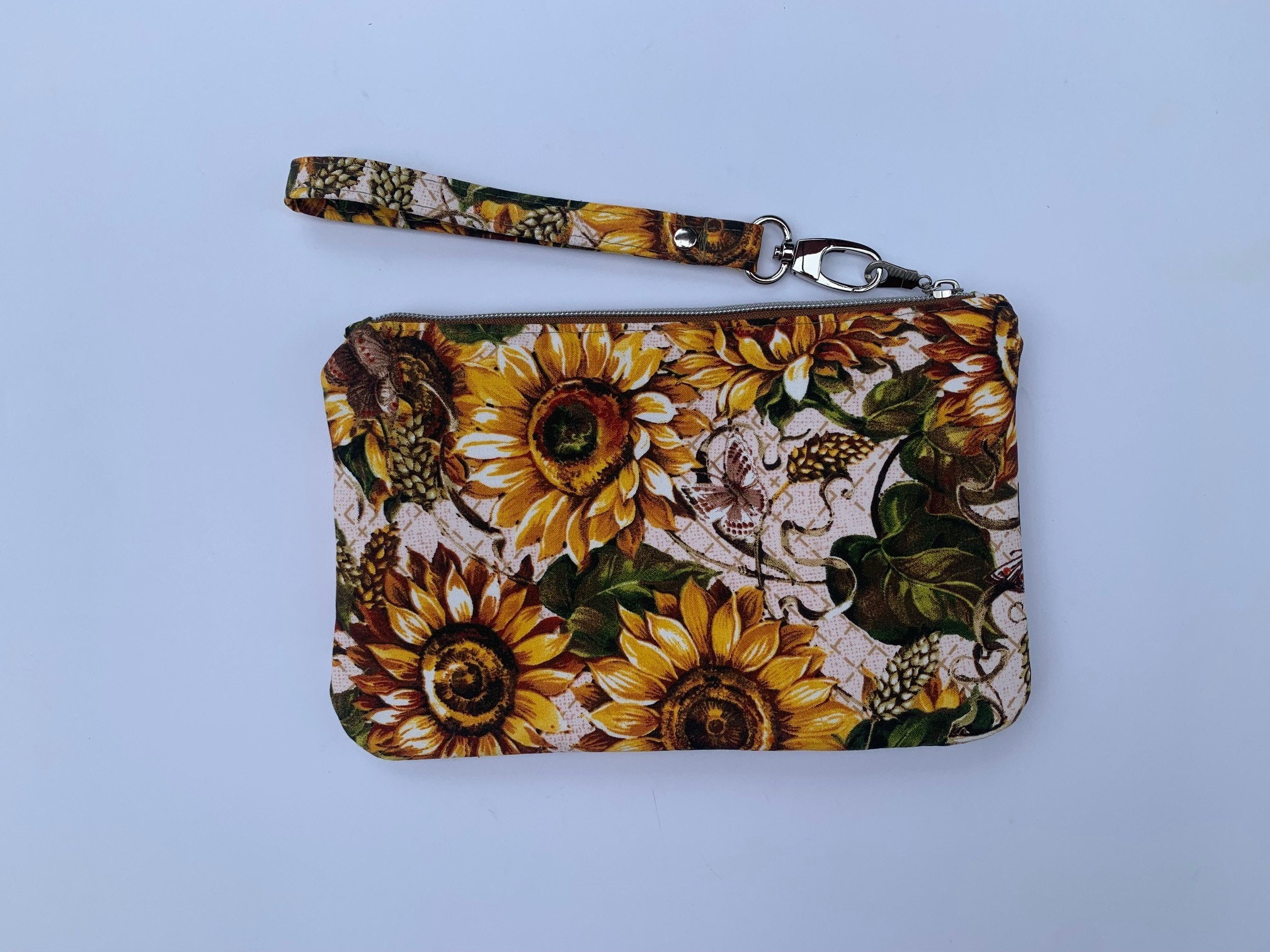 Sunflower Zippered Wristlet for Spring, Spring Clutch; Wristlet Wallet ...