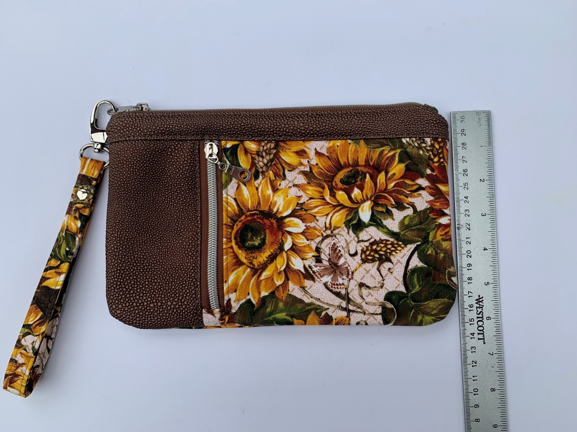 Sunflower Zippered Wristlet for Spring, Spring Clutch; Wristlet Wallet ...
