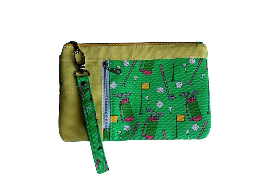 Green and Pink Golf Wristlet, Sporty Purse, Golf Tee Bag, Wristlet ...