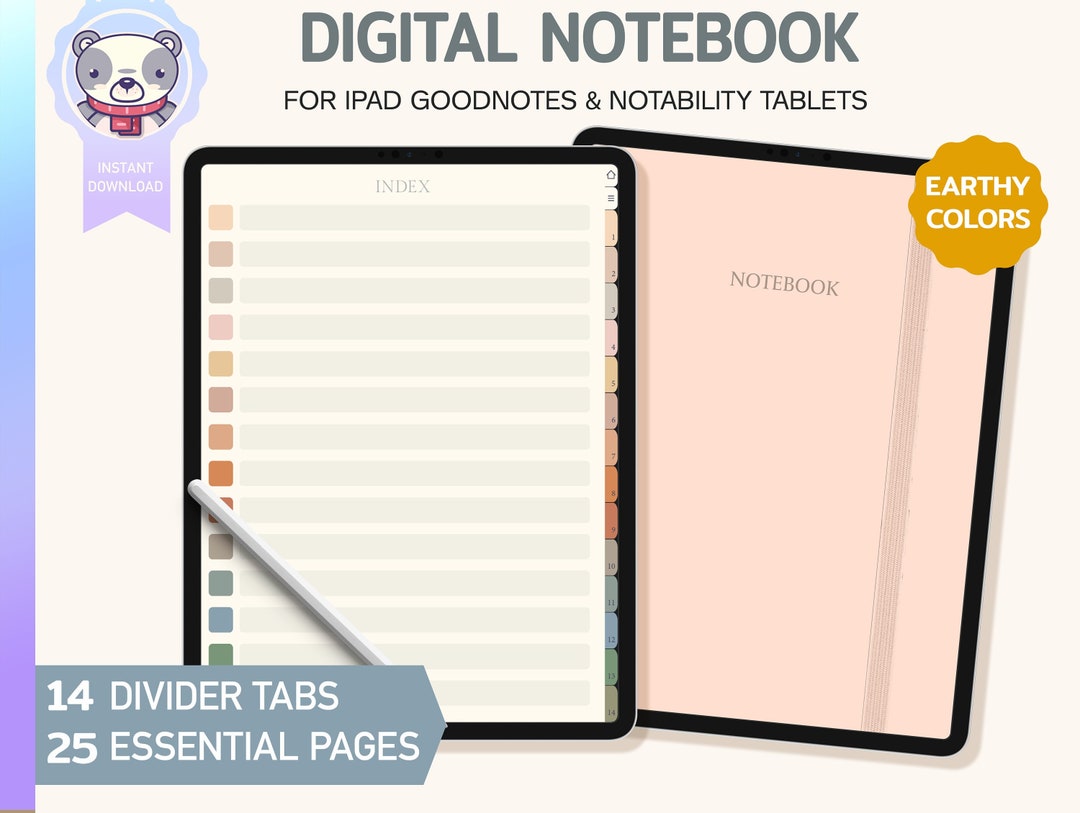 Digital 14 Hyperlinked Tabs Notebook 25 Essential Note Templates for ...