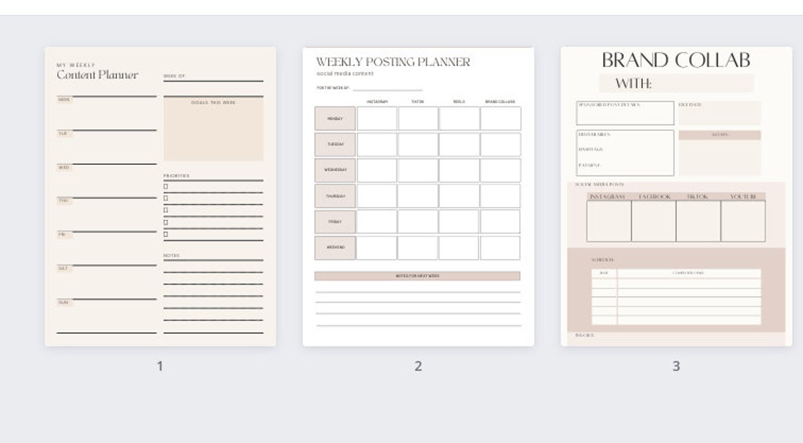 Content Planner Planner Printable Social Media Planner | Etsy