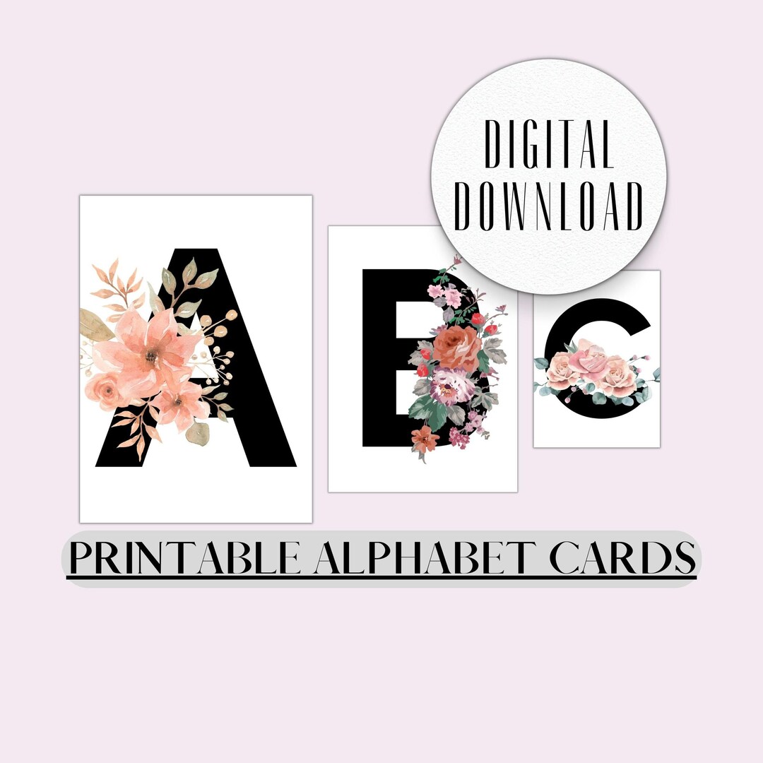 26 Printable Alphabet Letter Cards, Alphabet Cards, Colorful Cards ...