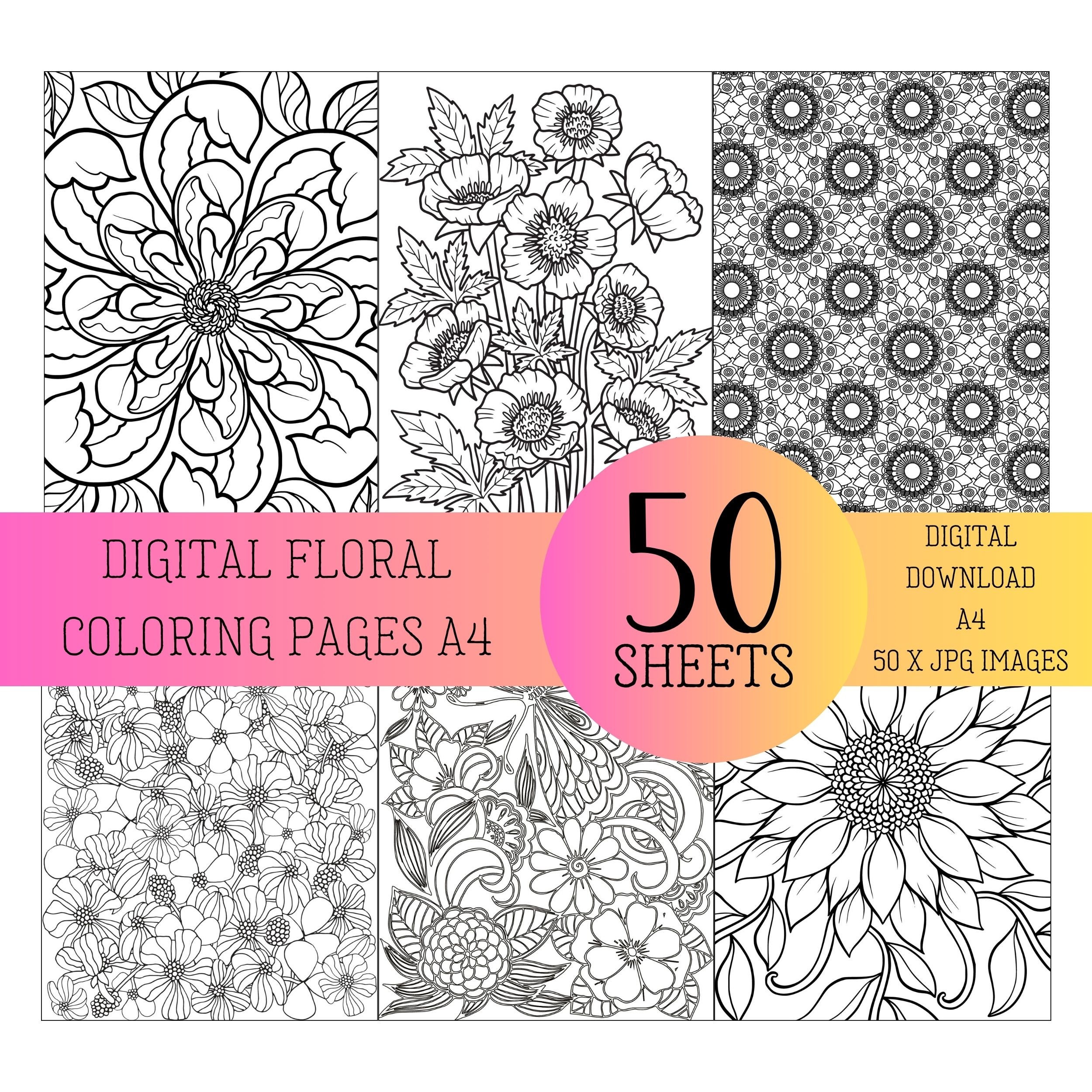 50 Coloring Pages, Flower Coloring Pages, Flowers, Color It Yourself ...