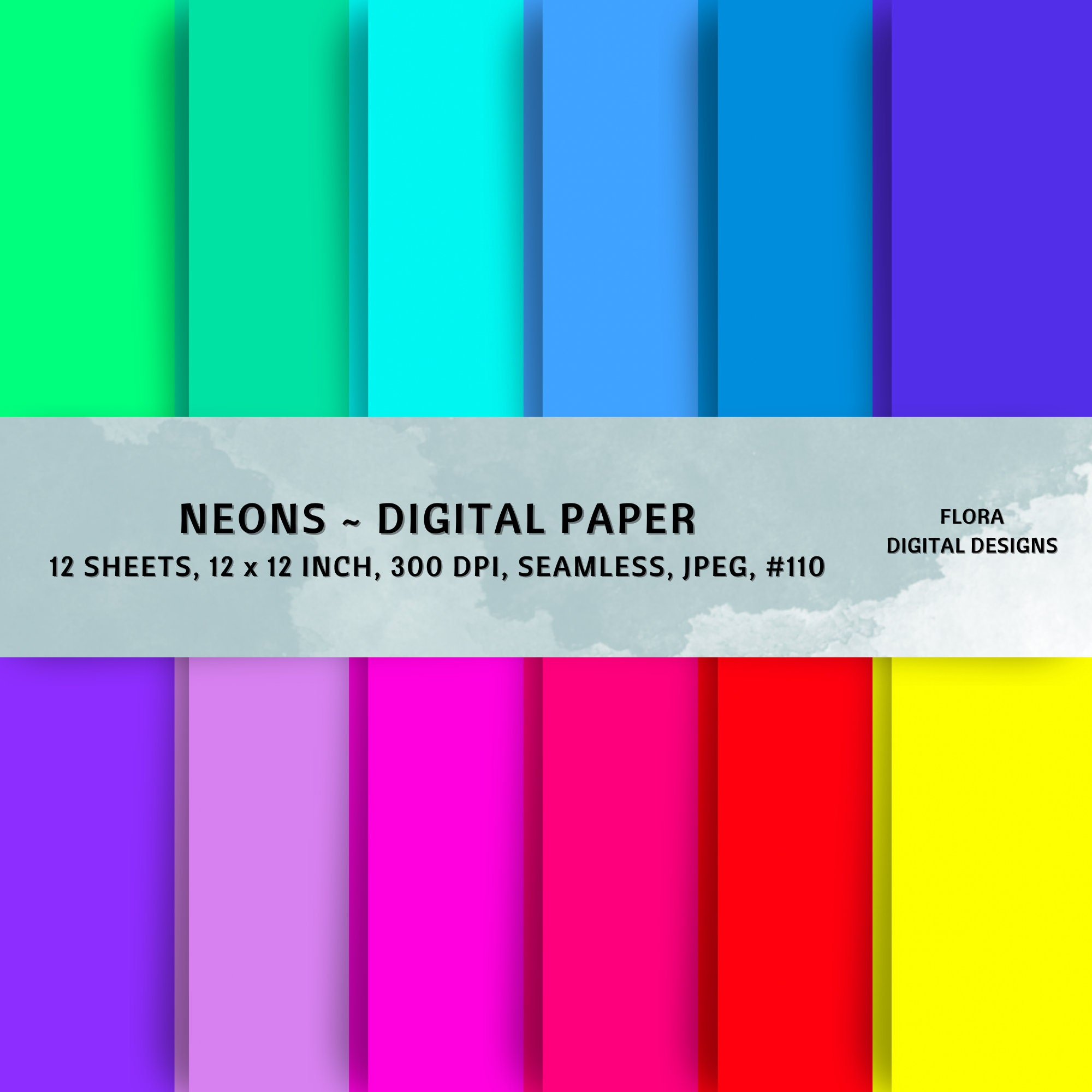 Neon Digital Paper, Neons, Seamless Digital Paper, Crafting, Designs ...