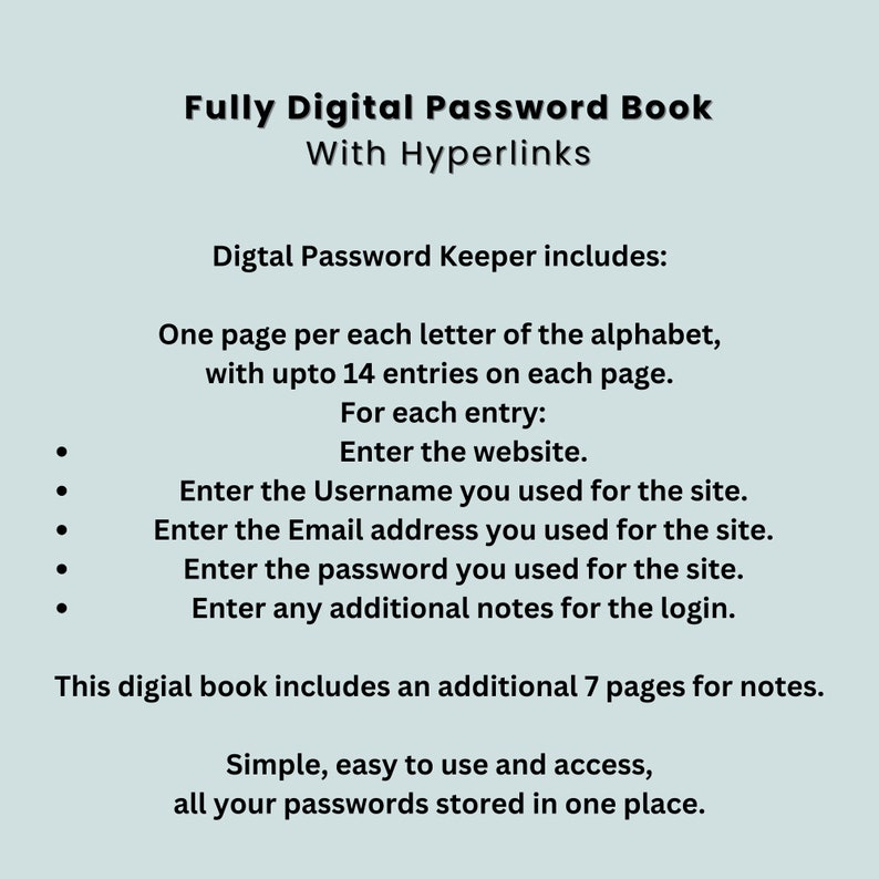 Digital Password Book, Goodnotes, Notability, Password Tracker ...