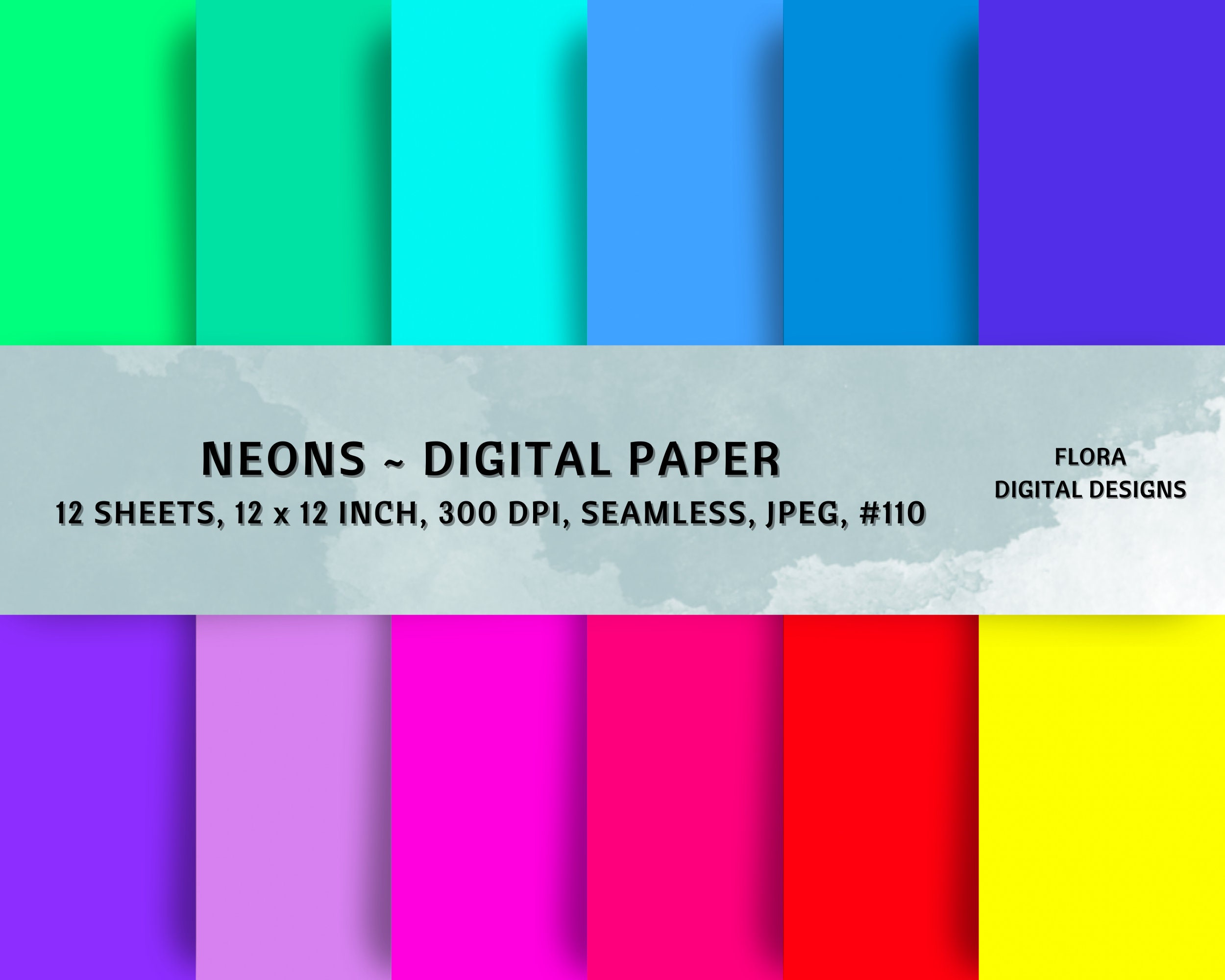 Neon Digital Paper Neons Seamless Digital Paper Crafting - Etsy