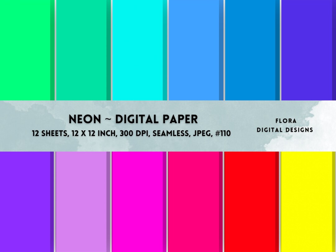 Neon Digital Paper Neons Seamless Digital Paper Crafting - Etsy